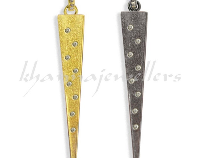 Diamond Spike Pendant, Shiny Diamond Necklace in Oxidized Sterling ...