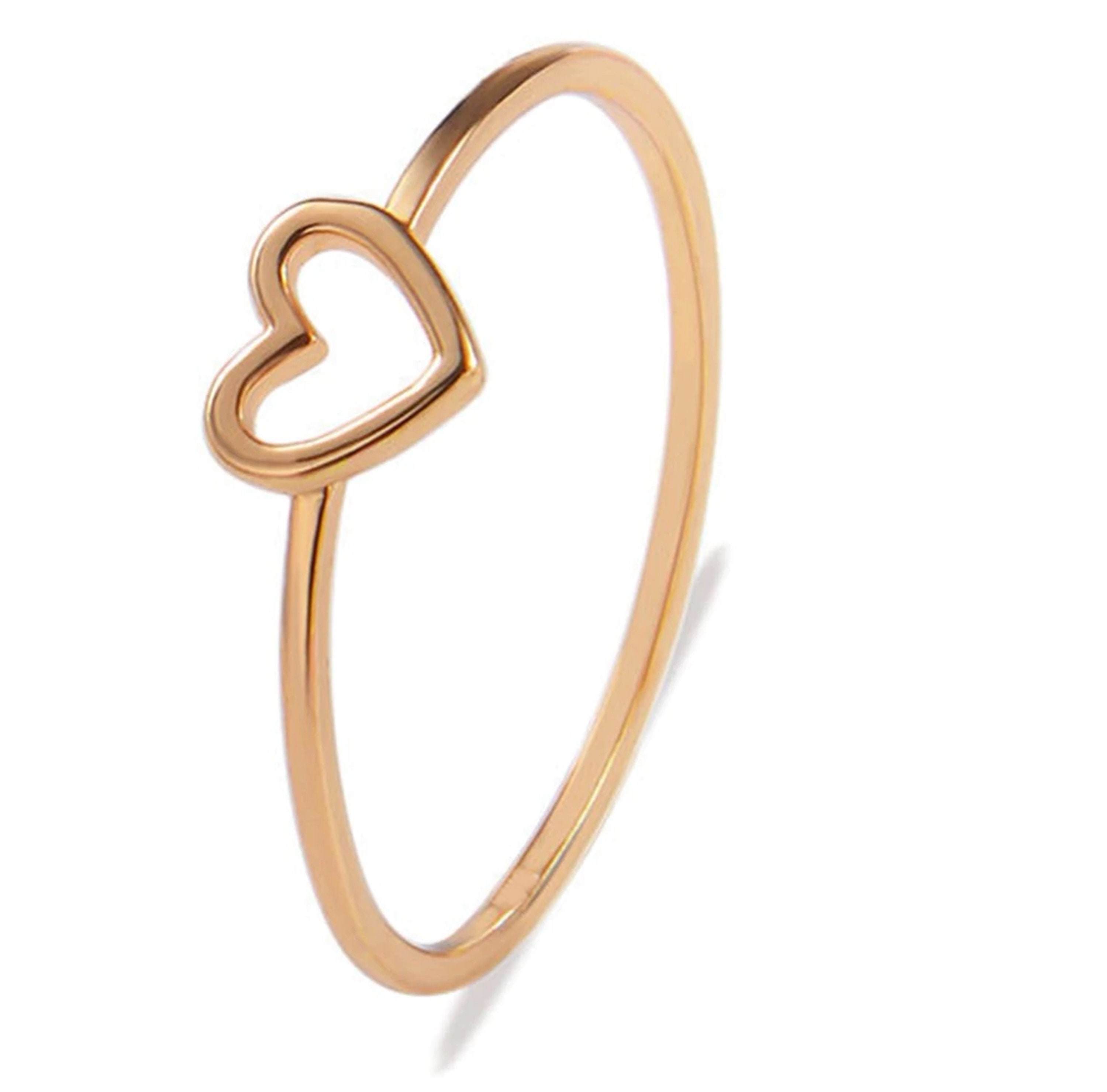 Solid 14k Heart Gold Ring. Heart Shape Gold Ring. Genuine Handmade Ring ...