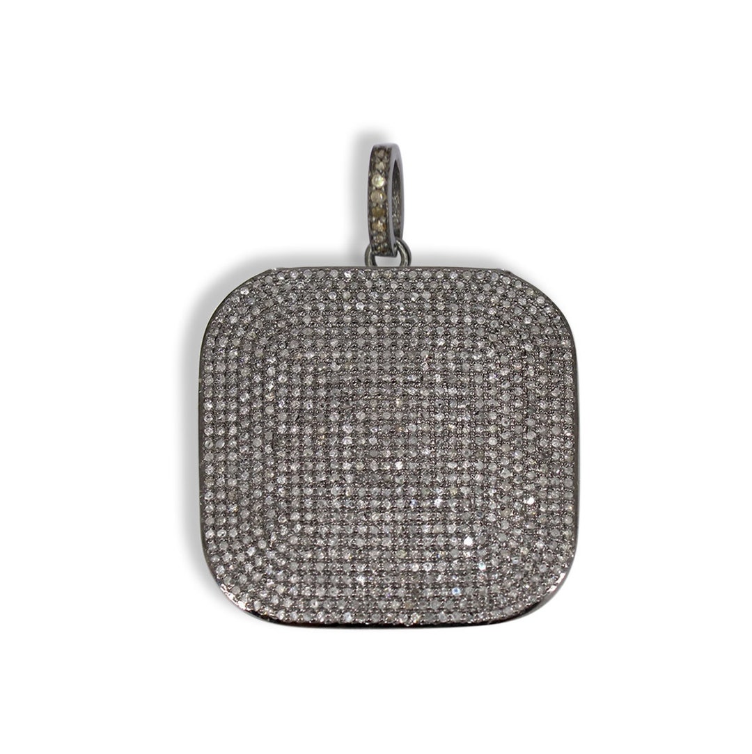 Square Pave Diamond Pendant,lightning Diamond Pendant, Square Pendant ...