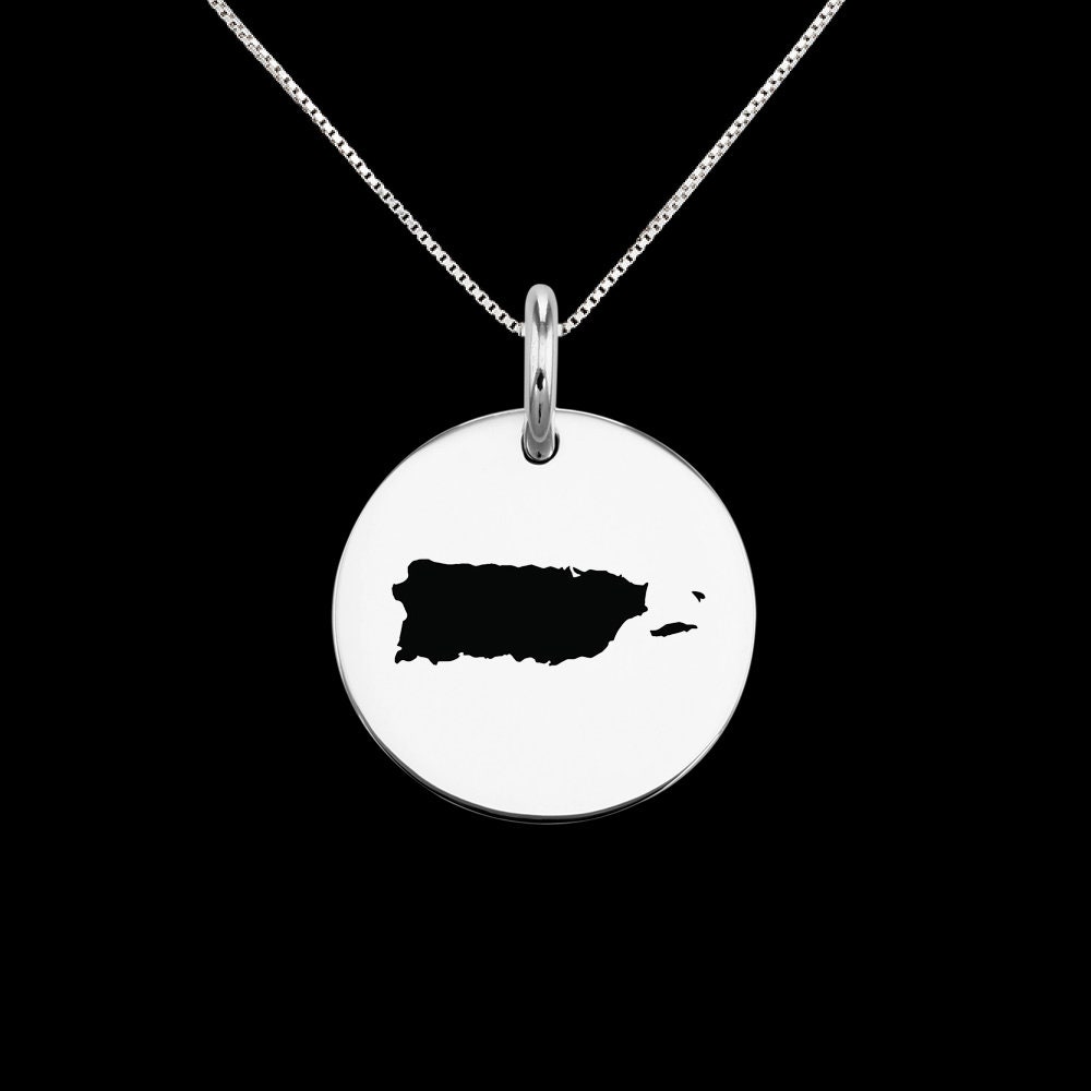 Puerto-rico Map Pendant .925 Sterling Silver Pendant Genuine - Etsy