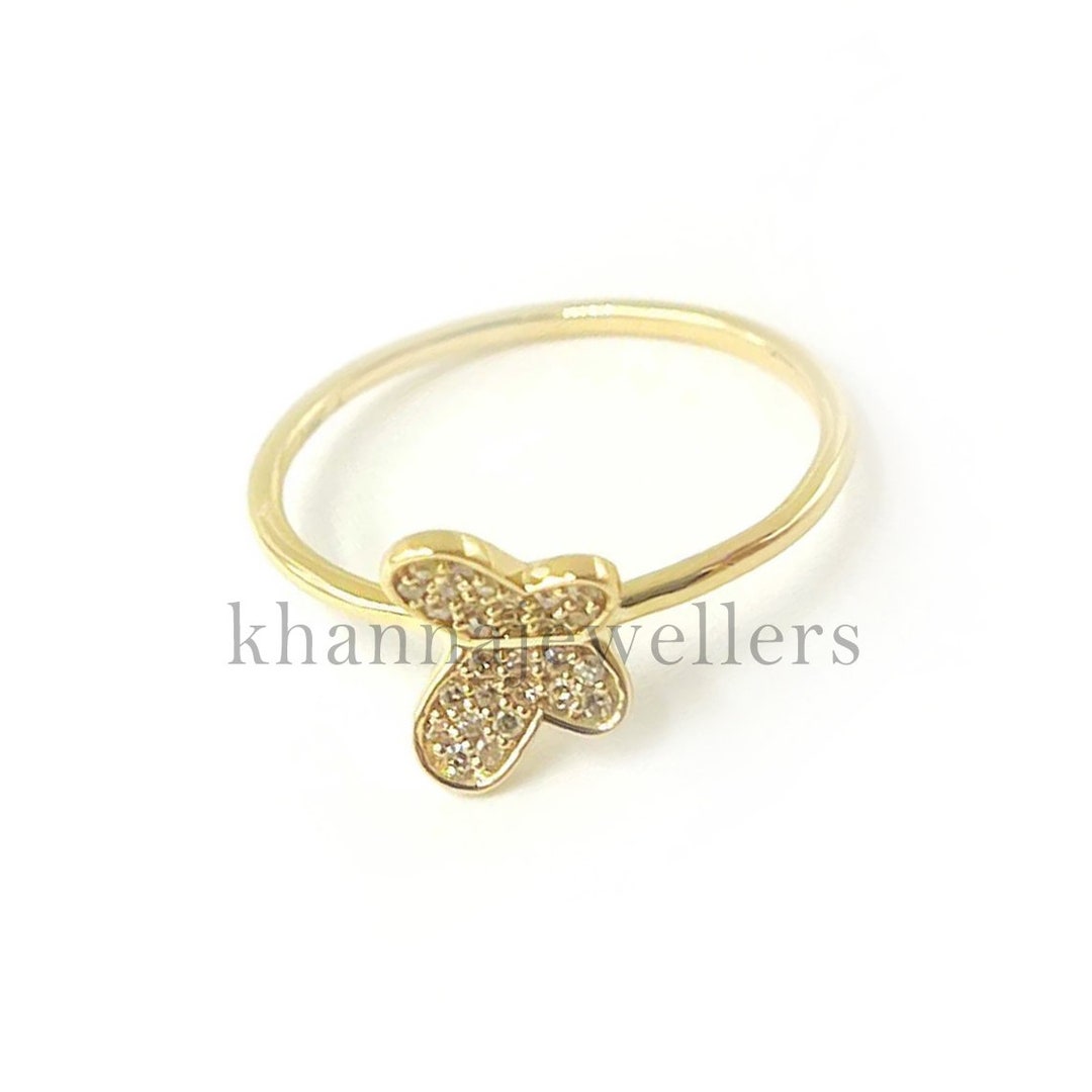 Butterfly 14K Gold Ring. Butterfly Shape Gold Ring. Genuine Handmade ...