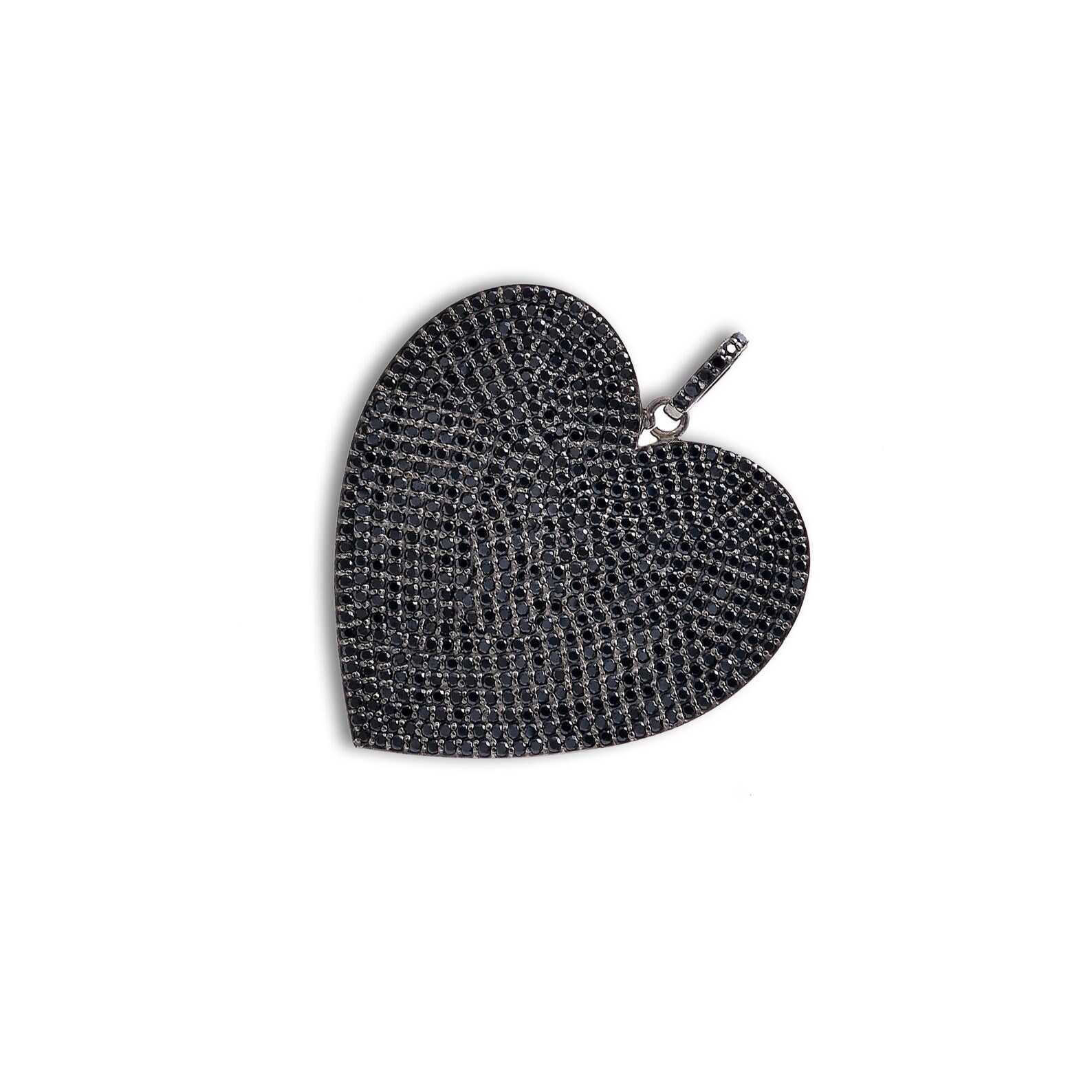 Heart Shape 92.5 Silver Black Spinel Pendant .925 Oxidized Sterling ...