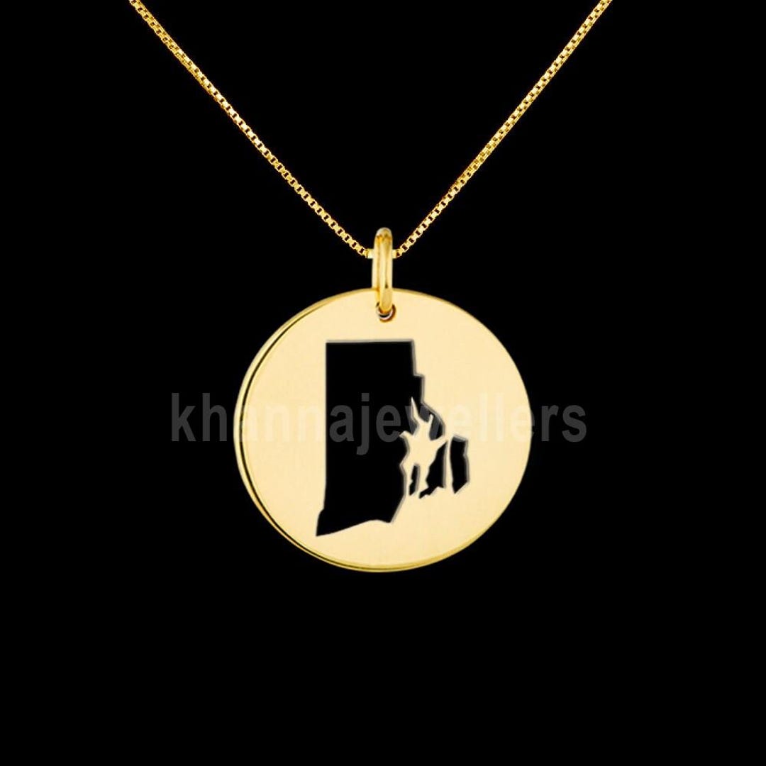 Rhode-island Map Pendant .925 Sterling Silver Pendant, Genuine Handmade ...