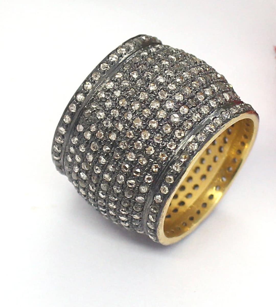 Pave Cigar Band Diamond Ring.925 Sterling Silver Ring Genuine - Etsy