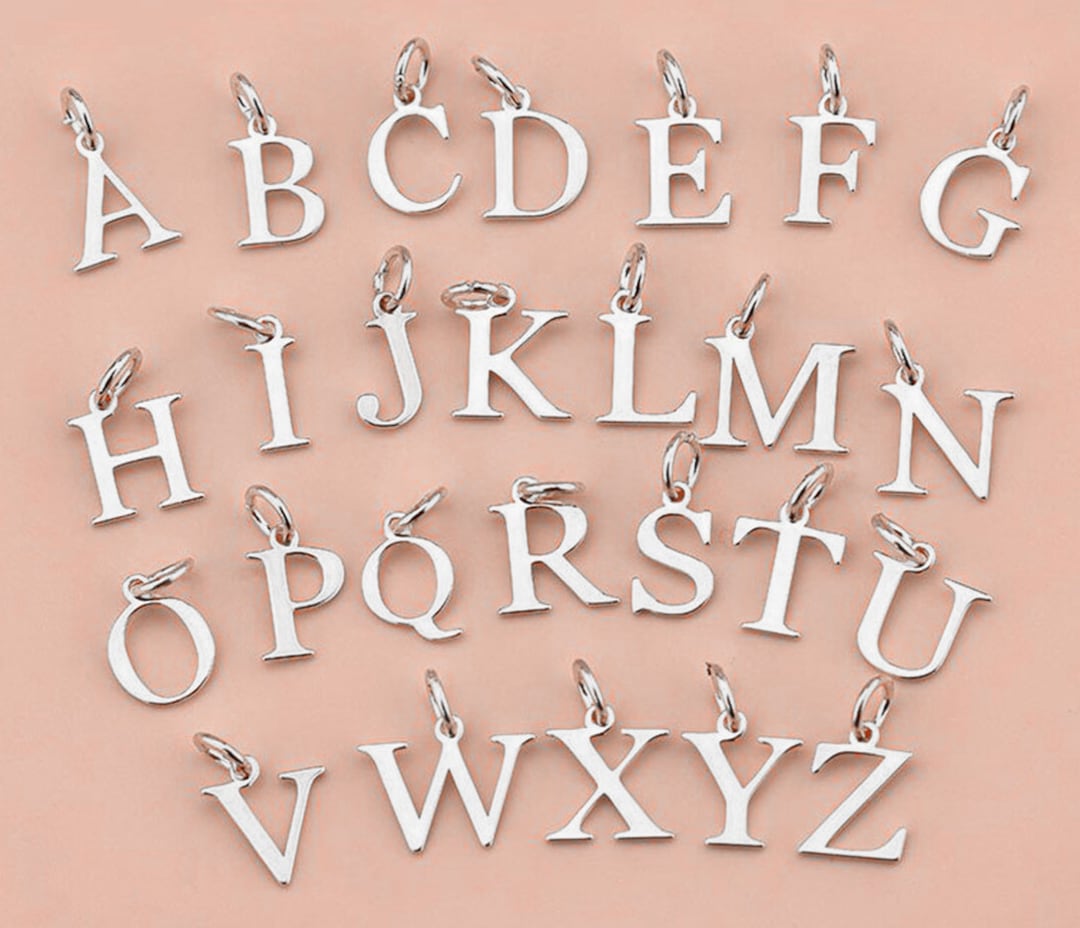 Silver Letter Charm-925 Sterling Silver Pendant-high Polish Smooth ...