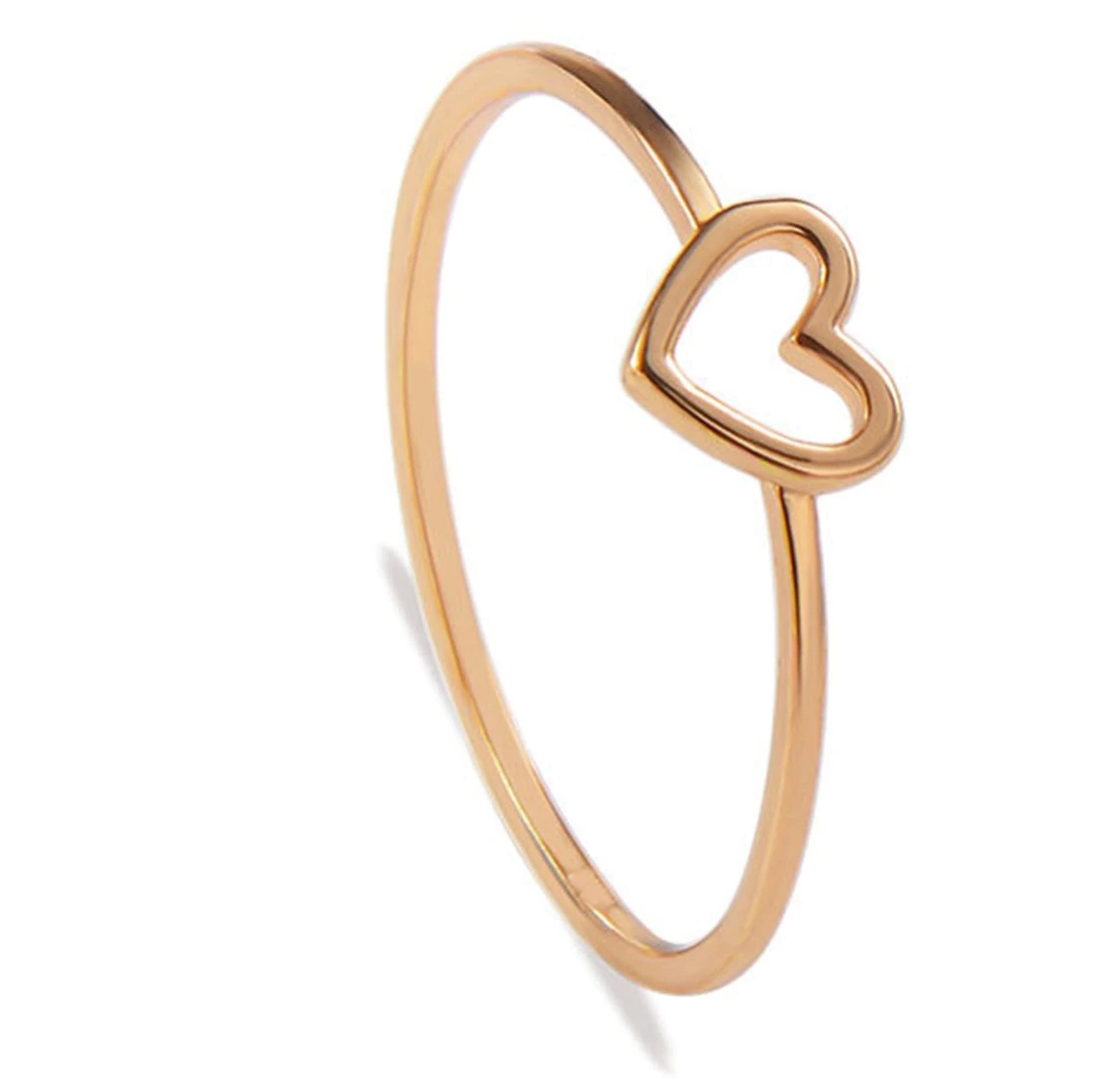 Solid 14k Heart Gold Ring. Heart Shape Gold Ring. Genuine Handmade Ring ...