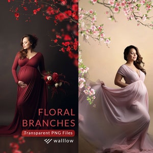 Floral Branch Photo Backdrop Overlays Flower Branch Maternity Digital ...
