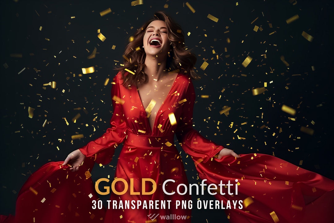 Gold Confetti Overlays PNG, Wedding Confetti, Falling Confetti ...