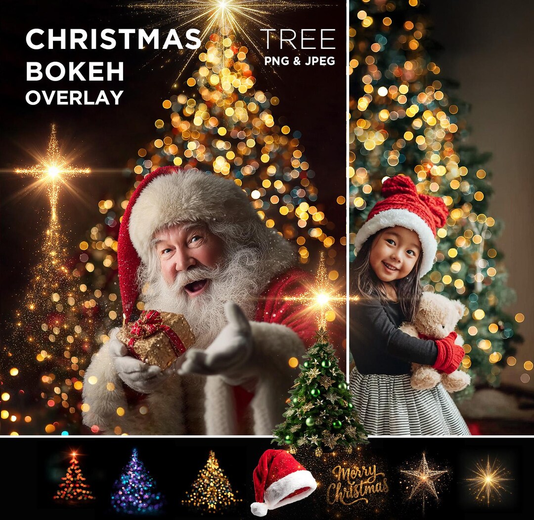 90 Christmas Bokeh Overlays | Holiday Photo Overlays | Festive Digital ...