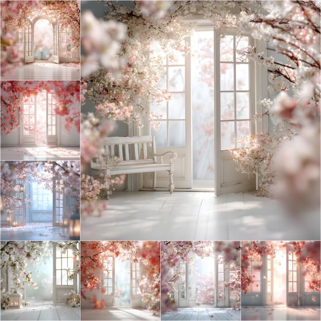 100 Backlit French Doors Digital Backdrops, Backlit Floral Studio ...