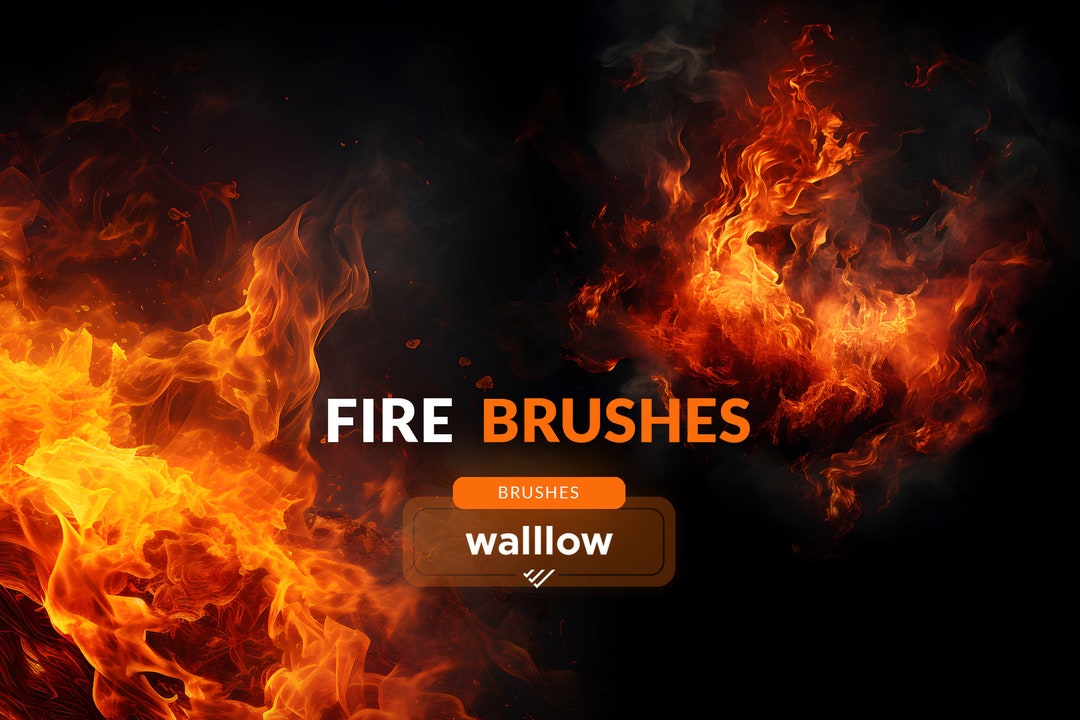 5 Fire Brushes for Photo Editing, Realistic Fire Photoshop Brushes ...