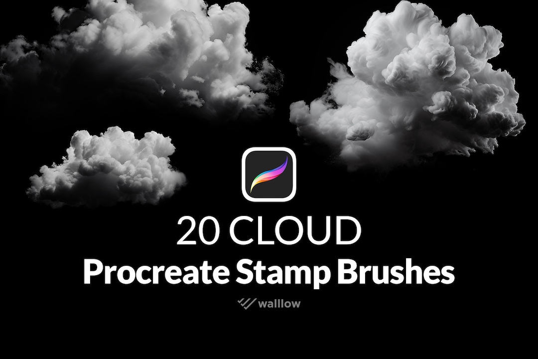 Procreate Stamps Clouds, Realistic Clouds Procreate Brushes, Cloud Stamps, Procreate Digital ...