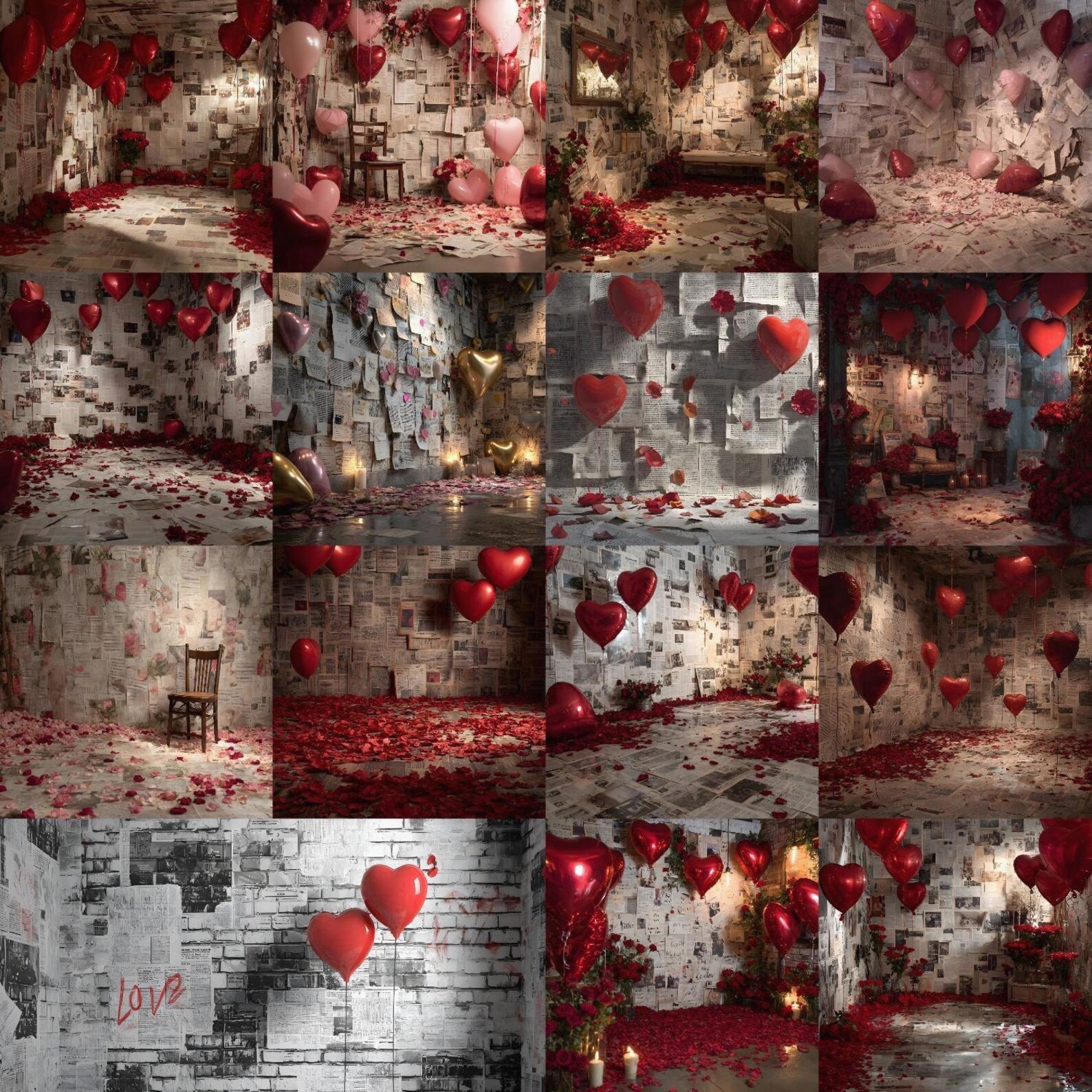 60 Valentine Digital Backdrops for Photographers | Newspaper Style Love ...