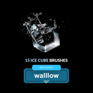 Ice Cubes Photoshop Brushes, Realistic Ice Cube Photoshop Brush Set, Ice Cube Texture ...