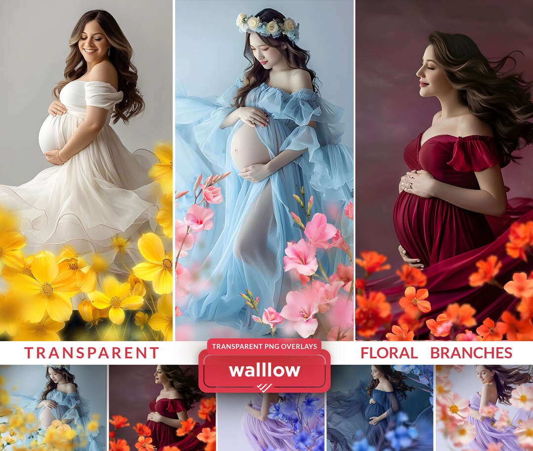 Floral Branch Backdrop Overlays Maternity Flower Branch Overlay ...