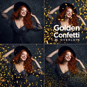 Golden Confetti Photoshop Overlays, Gold Glitter Confetti Overlay ...
