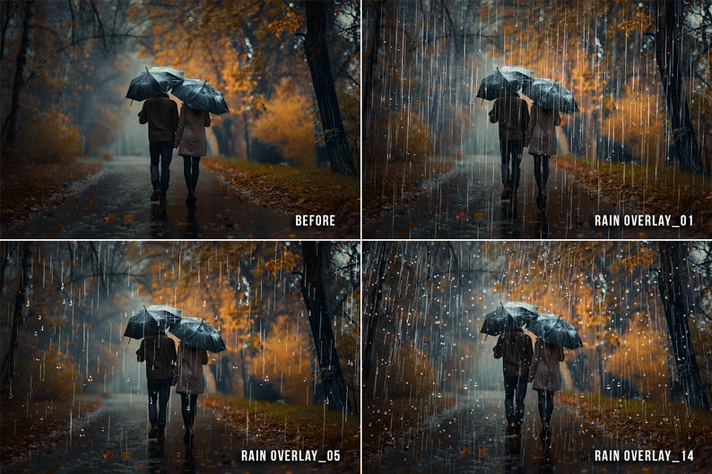 Rain Overlays Realistic Rain Transparent PNG Photoshop Overlays ...