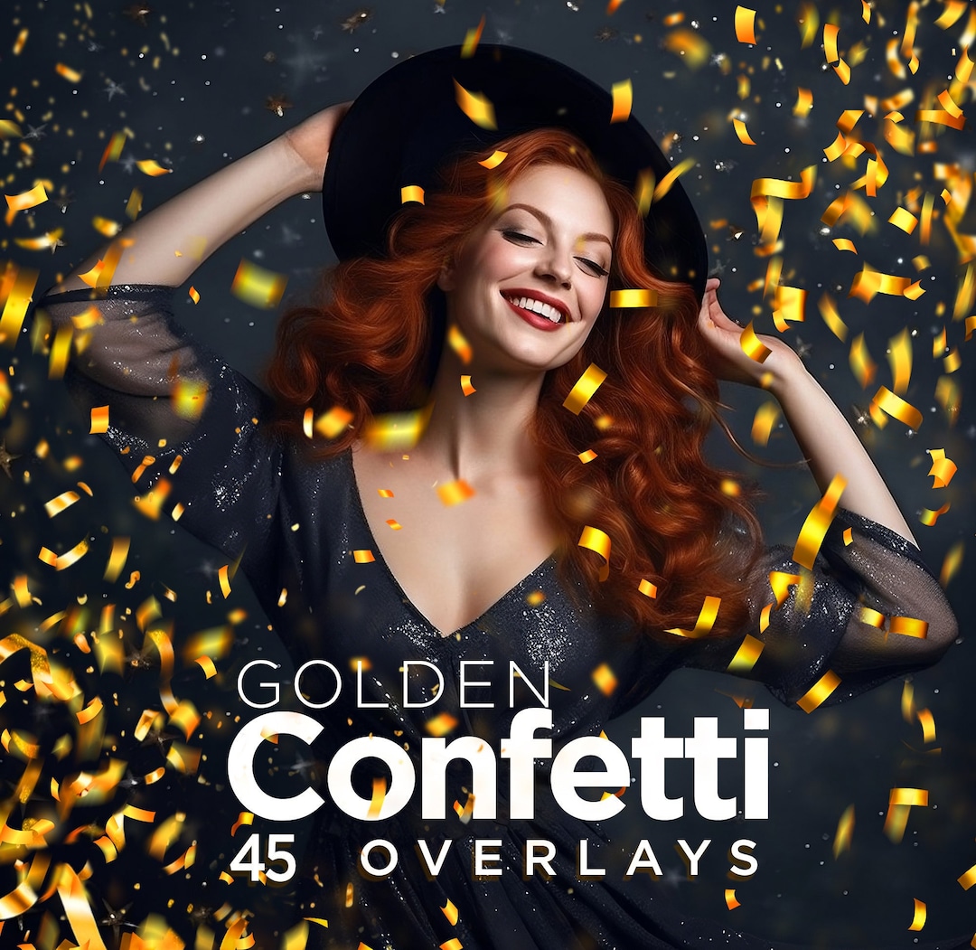 Golden Confetti Photoshop Overlays, Gold Glitter Confetti Overlay ...