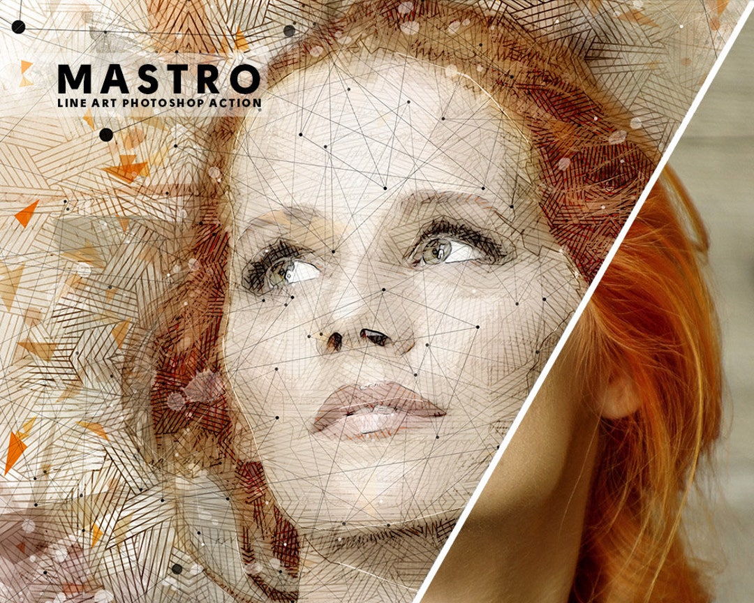 Mastro Line Art Photoshop Action, Abstract Geometric Sketch Photo ...