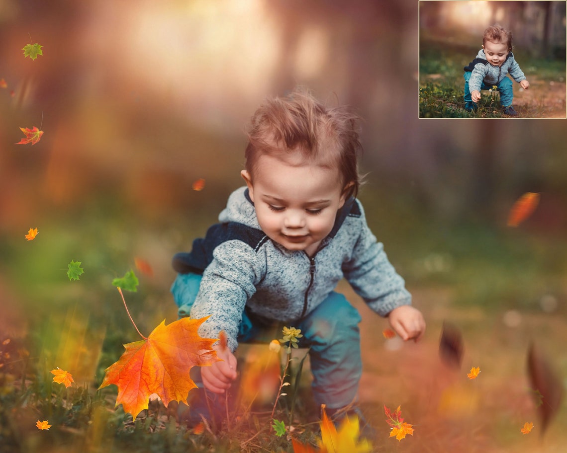 100 Fall Leaves Overlays, Autumn PNG Leaf Photoshop Overlays, Autumn ...