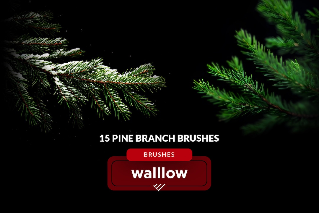 Christmas Tree Branch Photoshop Brushes | Winter Pine Branches Digital ...