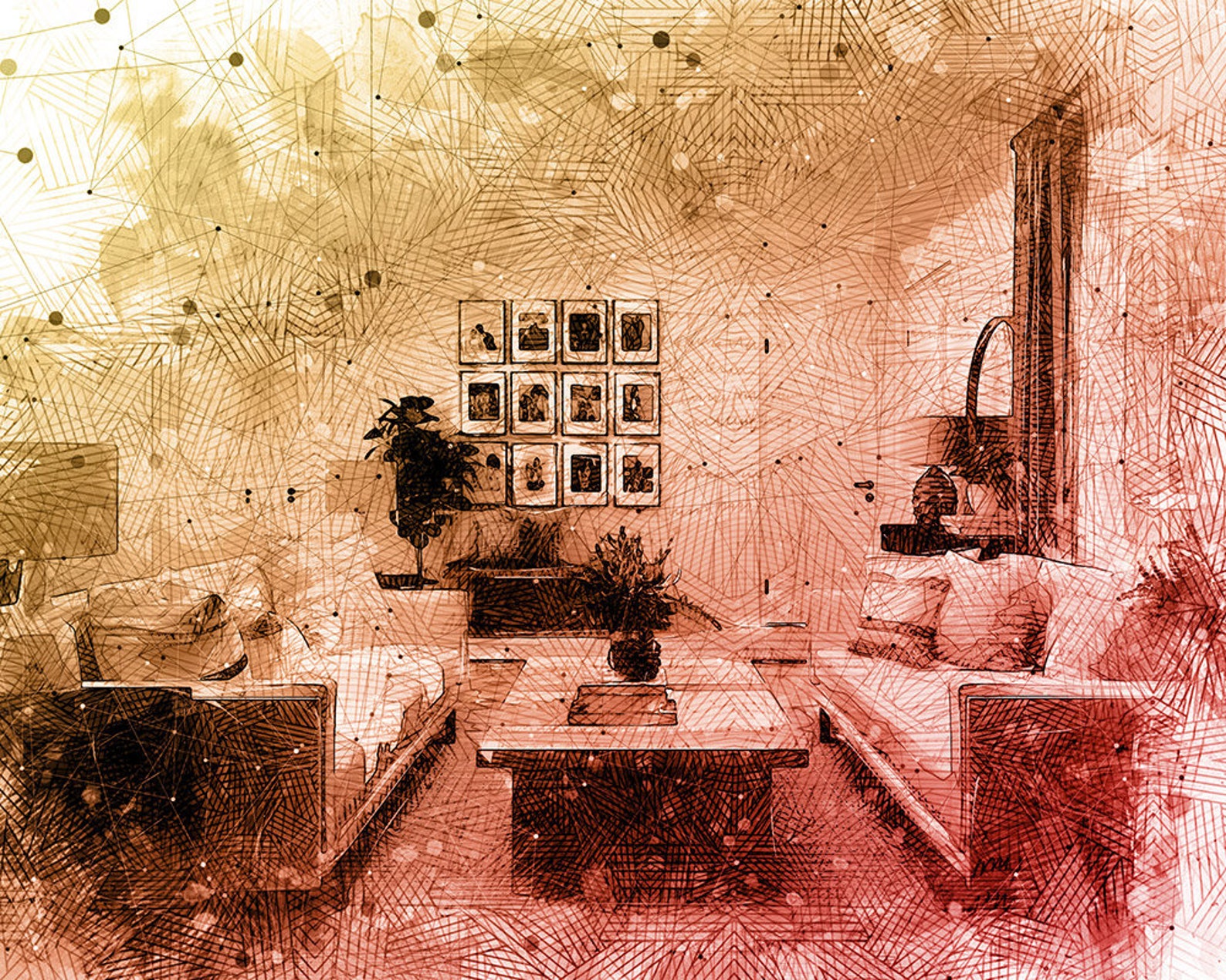 Mastro Line Art Photoshop Action, Abstract Geometric Sketch Photo ...