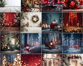60 Red Christmas Digital Backdrops – Professional Holiday Photography ...