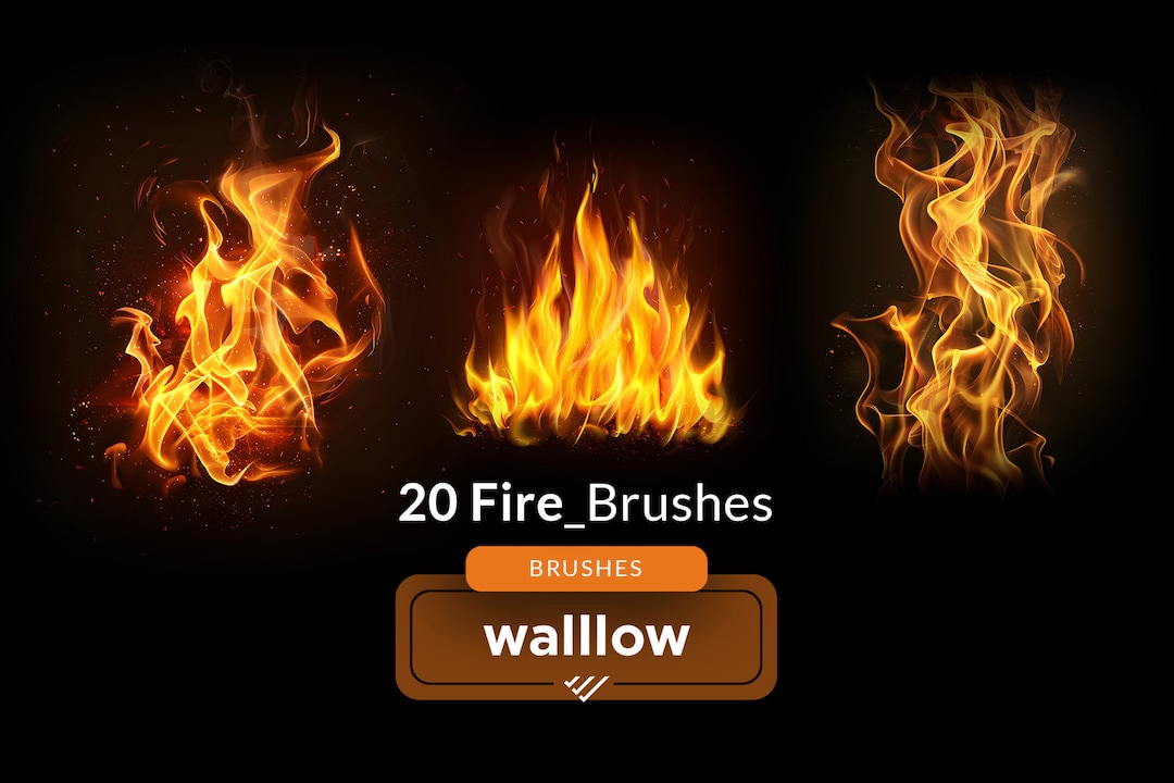 Photoshop Brushes Fire, Realistic Fire Effect Photoshop Brush Set for ...