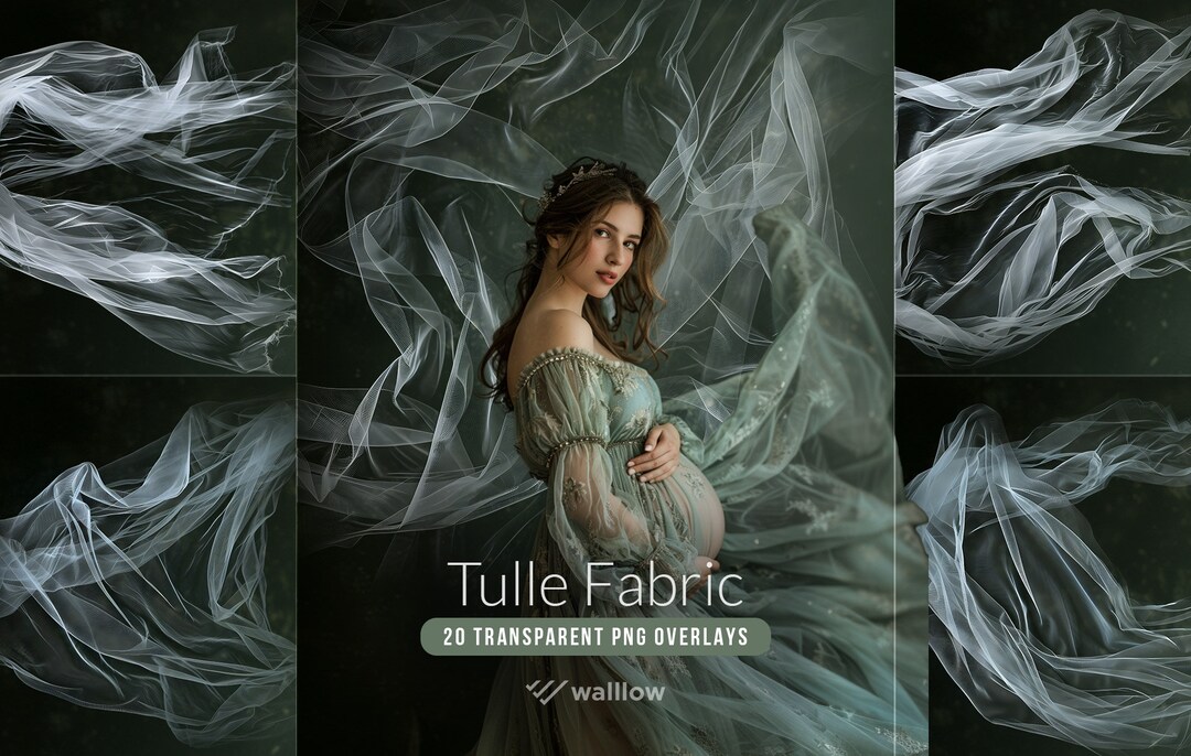 Tulle Veil Transparent PNG Photoshop Overlays Digital Flying Tulle Veil ...