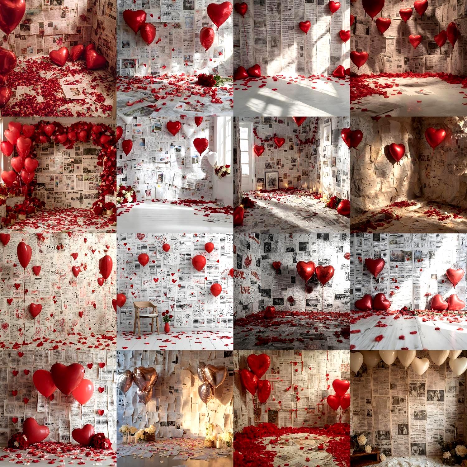 60 Valentine Digital Backdrops for Photographers | Newspaper Style Love ...