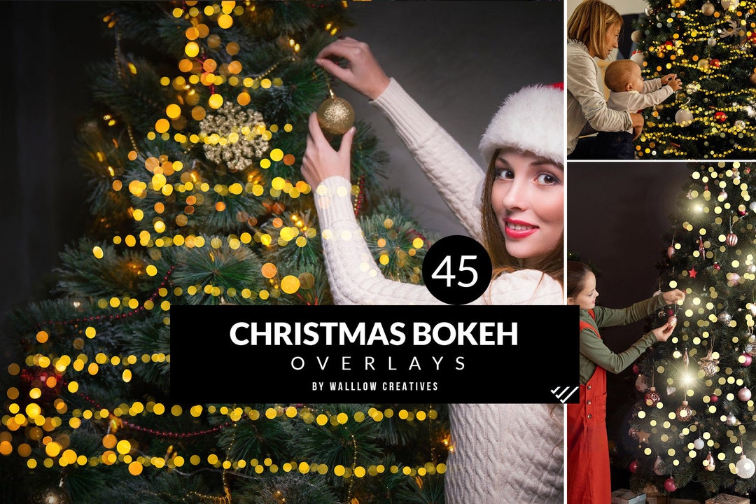 Christmas Tree Bokeh Overlays, Christmas Light Overlay, Christmas Lights, Golden Bokeh Lights ...