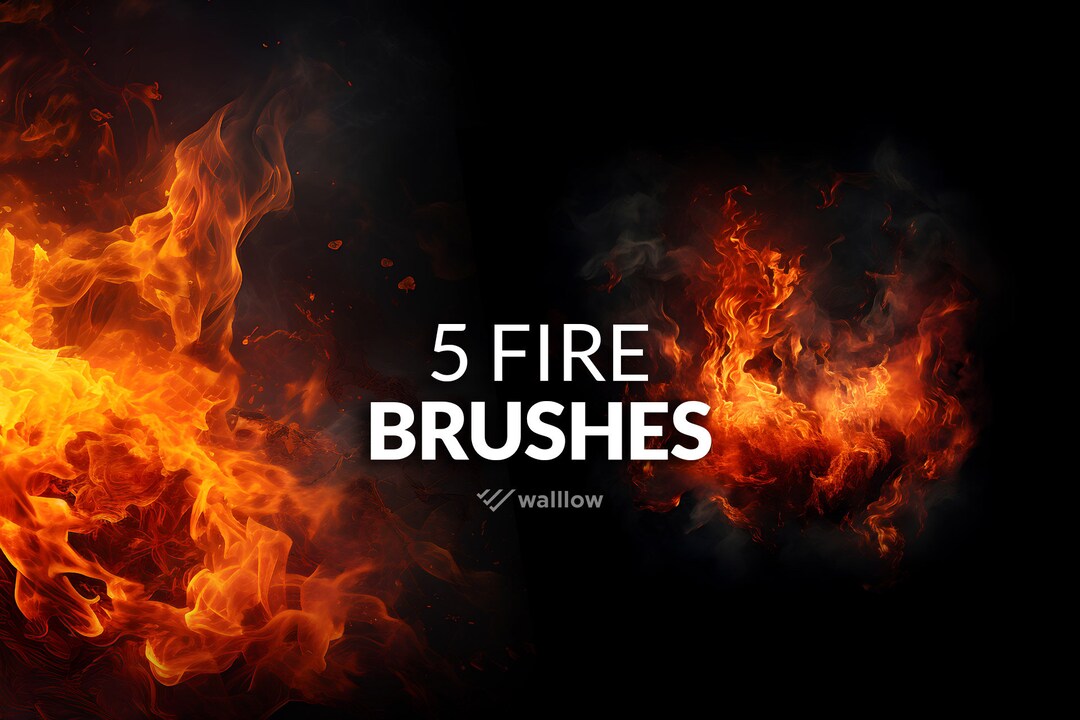 5 Fire Brushes for Photo Editing, Realistic Fire Photoshop Brushes ...