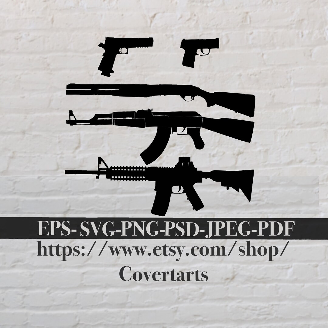 Wick Guns Pack, Svg, Png, Jpeg, Eps, Pdf, Psd, Cricut, Silhouette ...