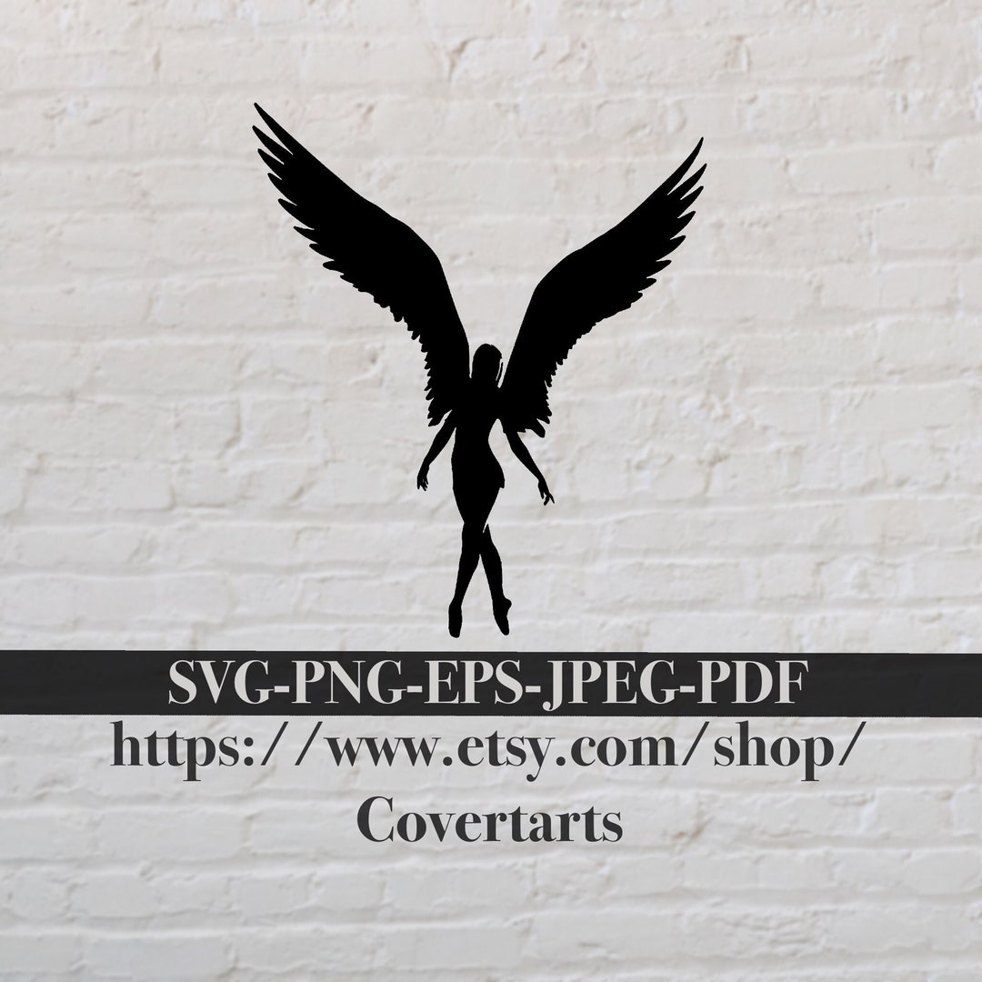 Beautiful Angel Winged Girl SVG, Woman Silhouette With Wings, Svg, Png ...