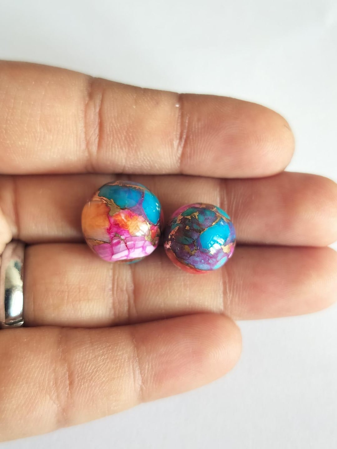 Mix Spiny Oyster Copper Turquoise Smooth Round Balls 10 to 15mm Sphere ...