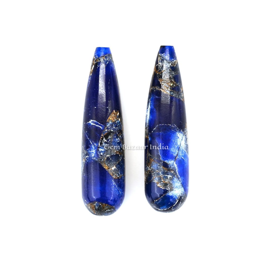 Handmade Blue Sapphire Copper Teardrop Gemstone: Earring Making (2 Pcs ...