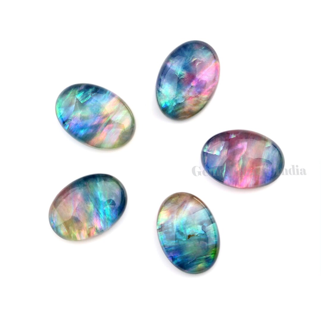 Abalone Shell Quartz Cabochons: Oval Gemstone Beads, Jewelry Making (5 ...