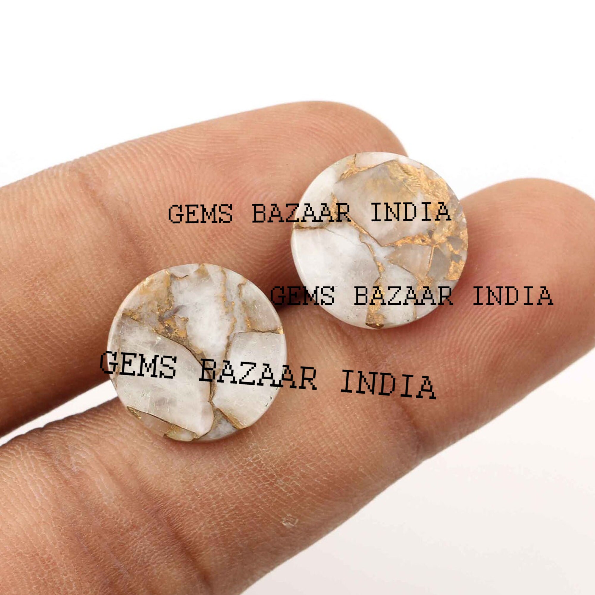 White Calcite Copper Round Coin Shape Flat Gemstone Loose - Etsy