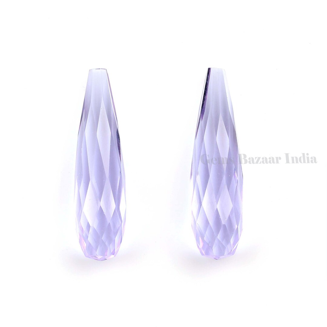 9x30mm Purple Amethyst Quartz Faceted Long Drop Gemstone, Calibrated ...