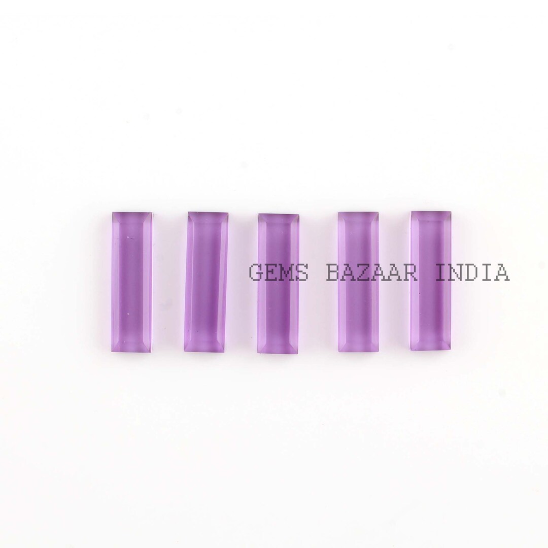 Amethyst Quartz Step-cut Rectangle Shape 7x24mm Cabochon Gemstone ...