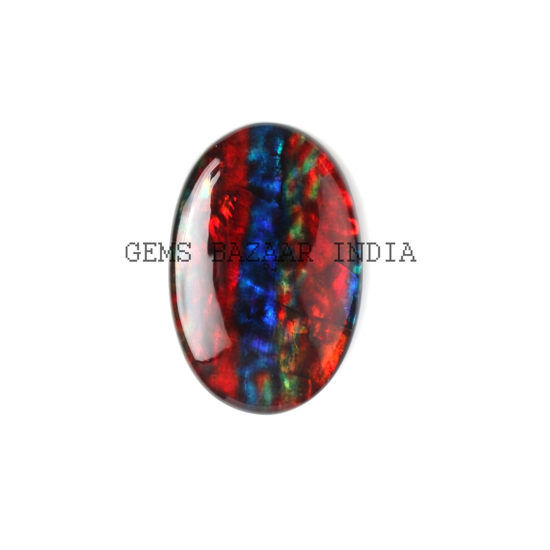 Red Ammolite Quartz Oval Cabochon: Smooth Man Made Gemstone for Jewelry ...