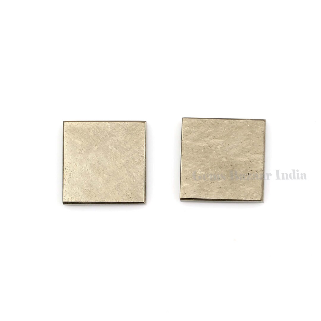Natural Pyrite Square Shape Smooth Flat Gemstone, Loose Beads ...