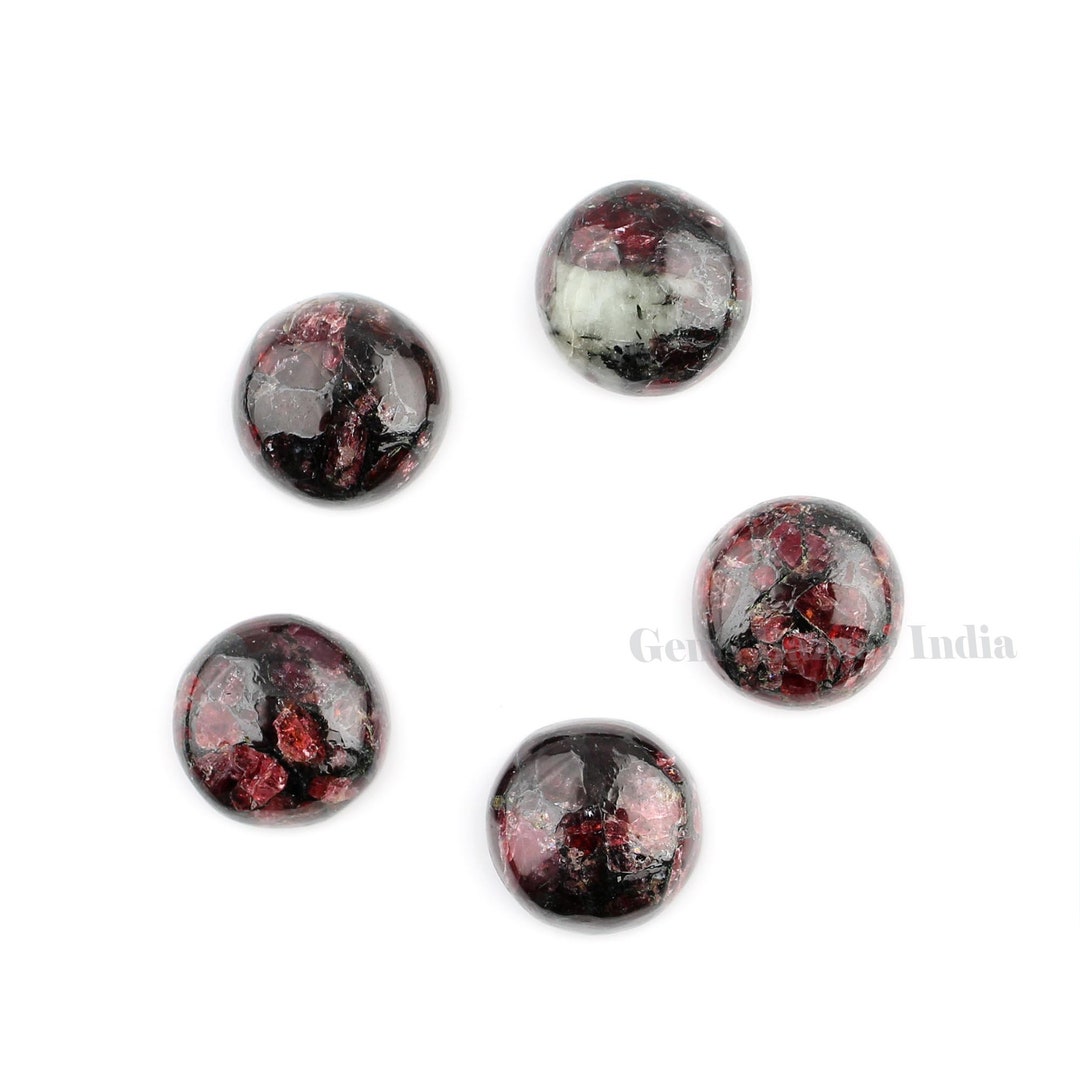 Natural Eudialyte, Edulite Round Flat Back Smooth Calibrated Cabochons ...