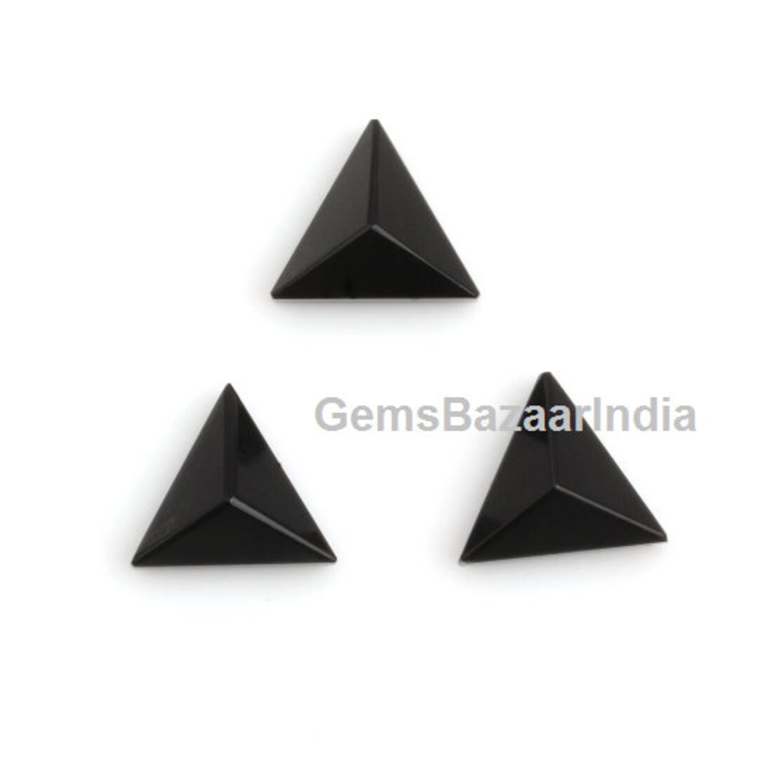 Natural Black Onyx Triangle Flat Back Pyramid Step Cut Faceted Cabochon ...