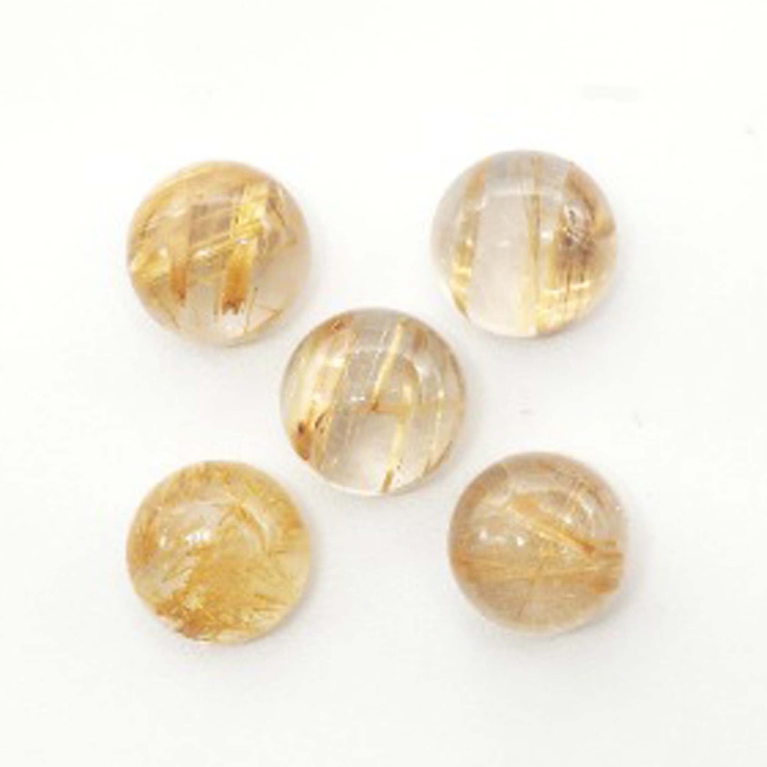 Golden Rutile Quartz, Round Shape Cabochons, Calibrated Smooth, Loose ...