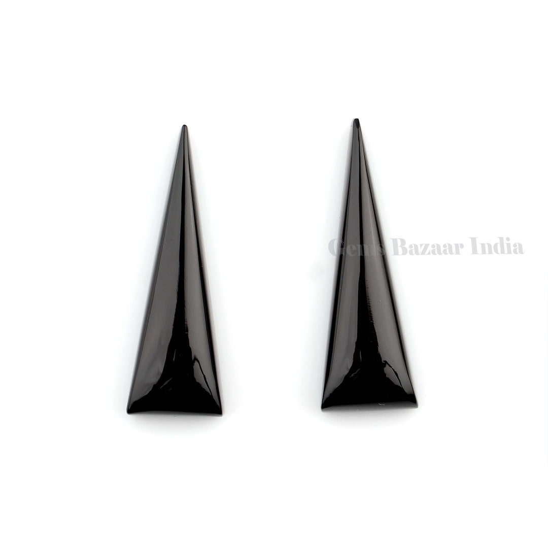 10x28mm Natural Black Onyx Long Triangle Flat Back Gemstone, Loose ...