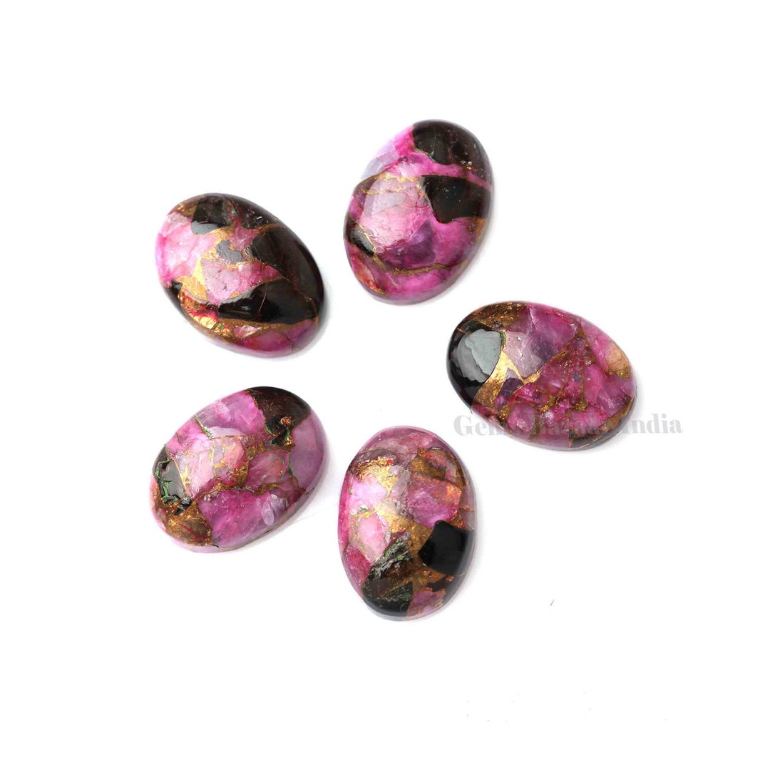 Black Pink Copper Turquoise Oval Shape Smooth Calibrate Gemstone Loose ...