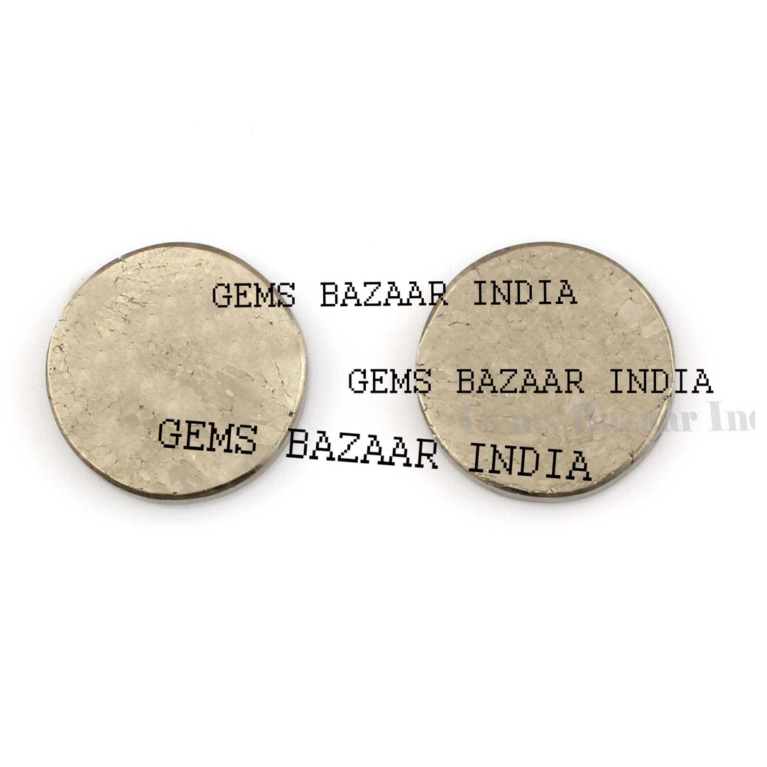 Natural Pyrite Coin Cabochons: Flat Gemstone for Jewelry Making (2 Pcs ...
