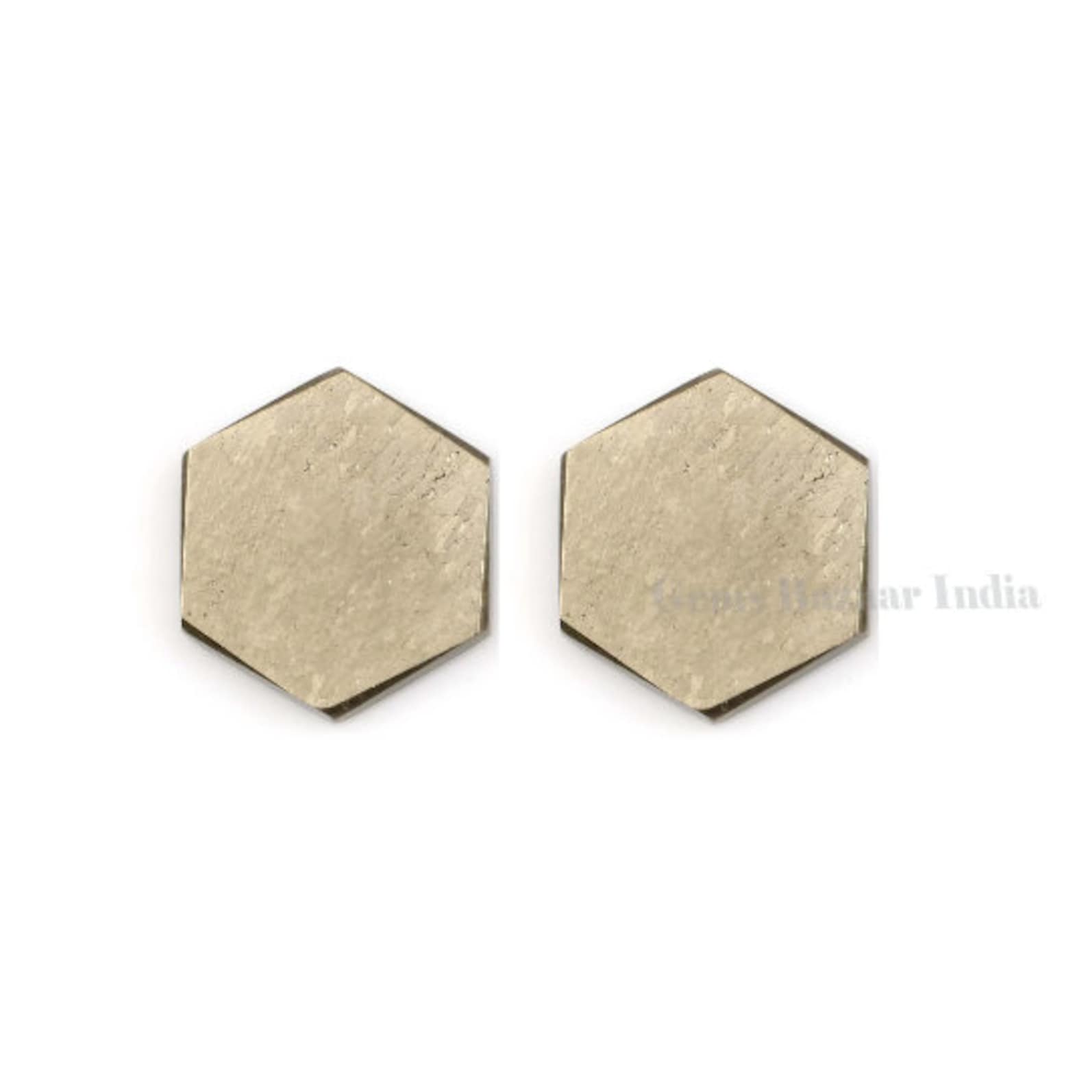 Natural Pyrite Hexagon Shape Both Side Flat Gemstone, Shinning ...