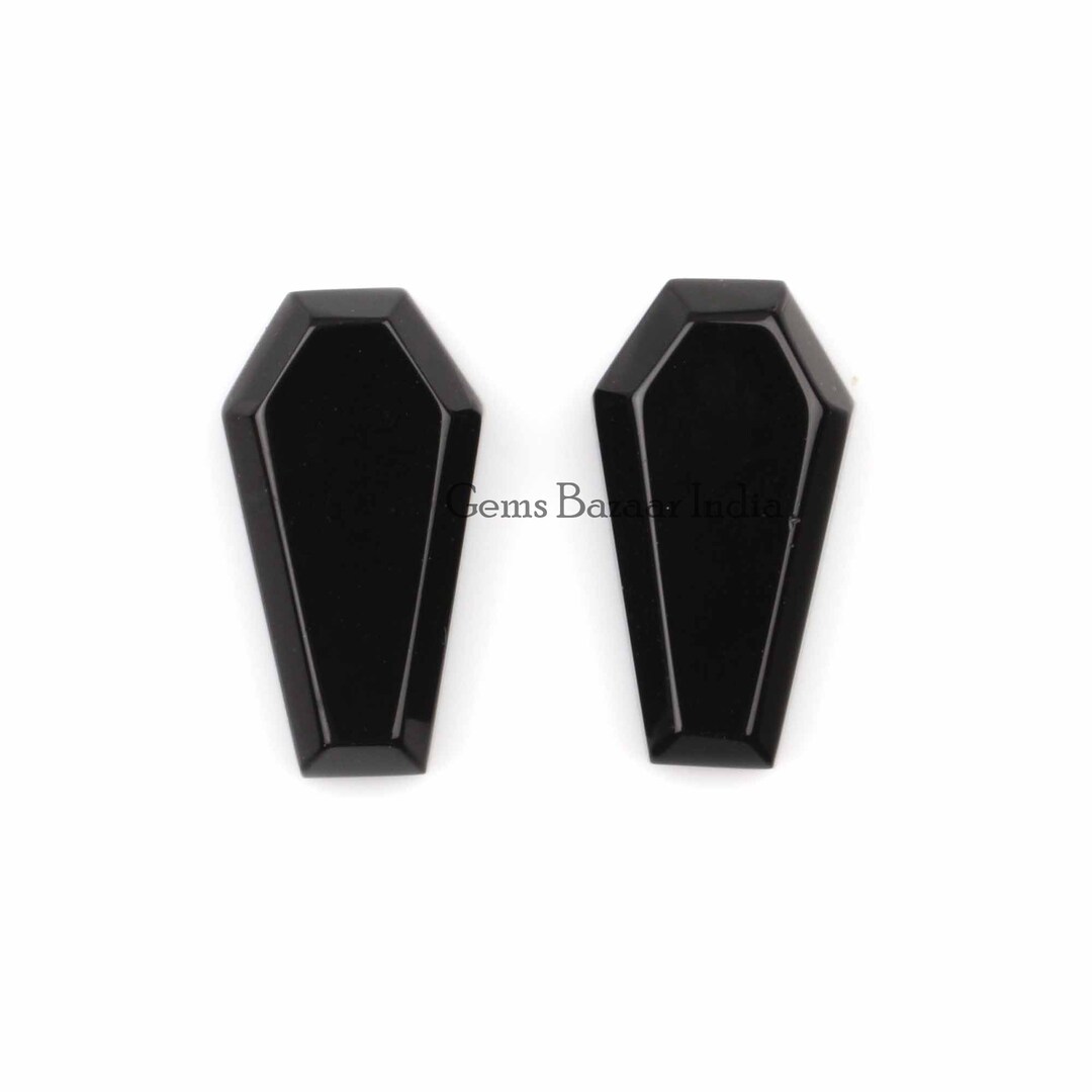 Natural Black Onyx Fancy Coffin Shape 12x22mm Calibrated Cabochons for ...